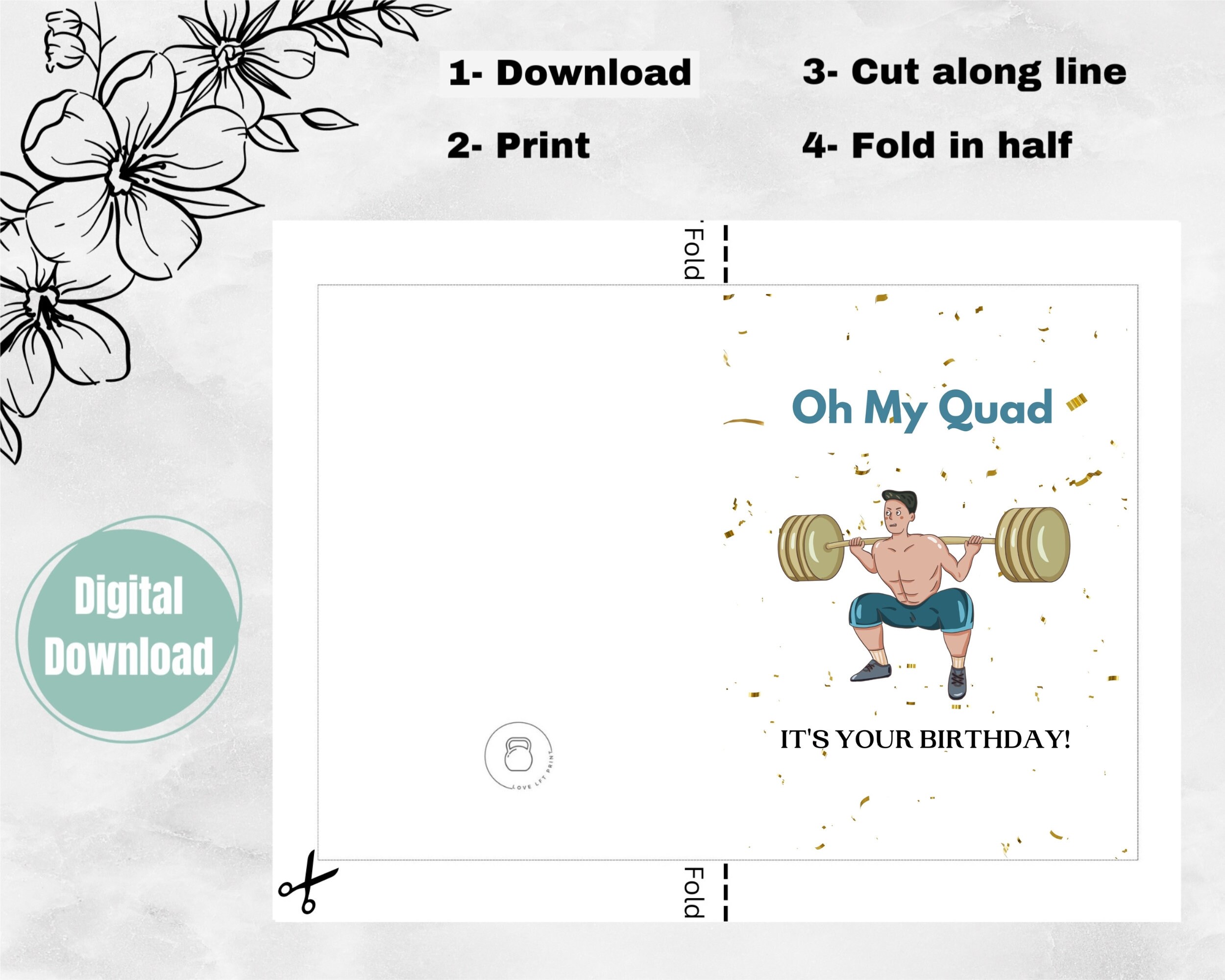 Oh My Quad Gym Card| Man Gym Gifts | Gym Card for Him | Birthday Card ...