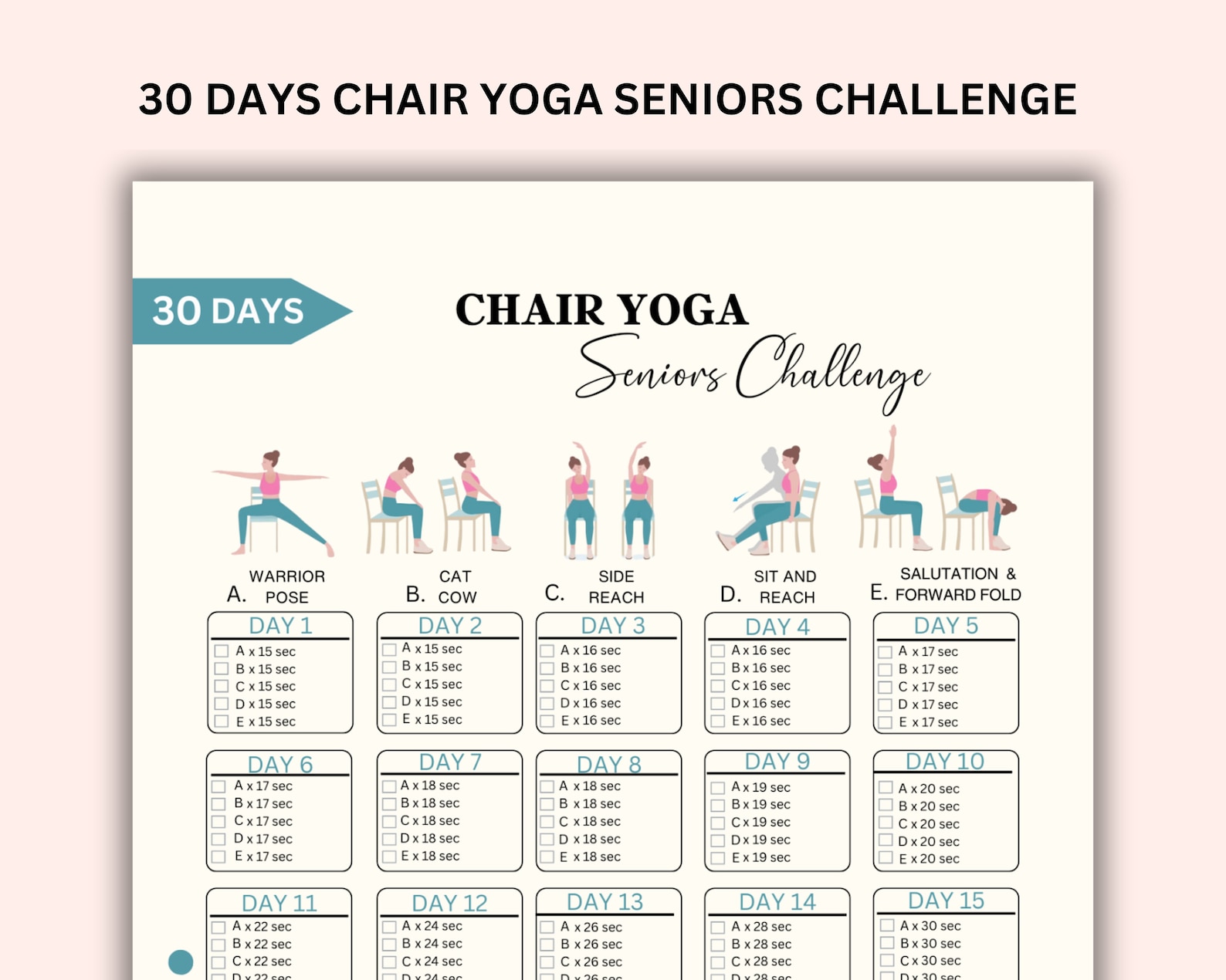 30 Day Chair Yoga Challenge for Seniors, Chair Exercise for Beginners ...
