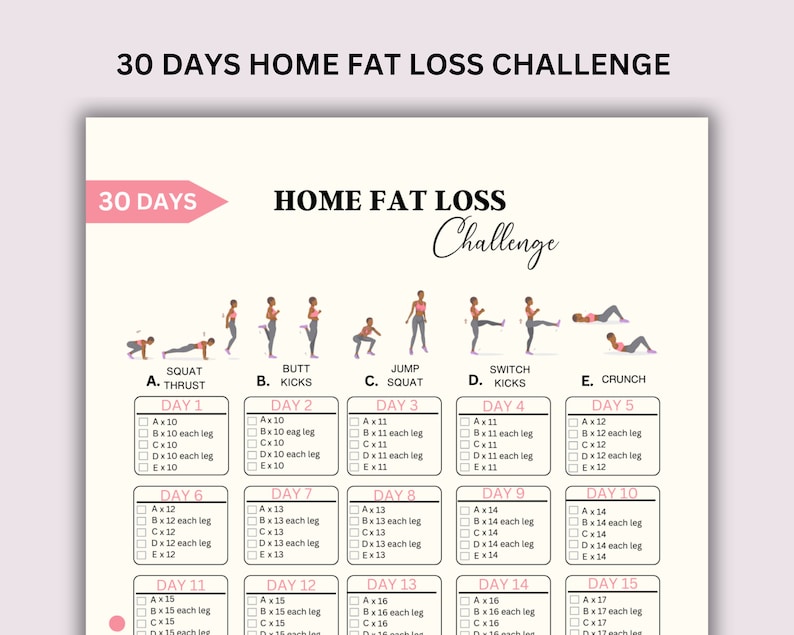 30 Day Fat Loss Challenge, Fitness Exercises, Body Shred Guide, Abs ...