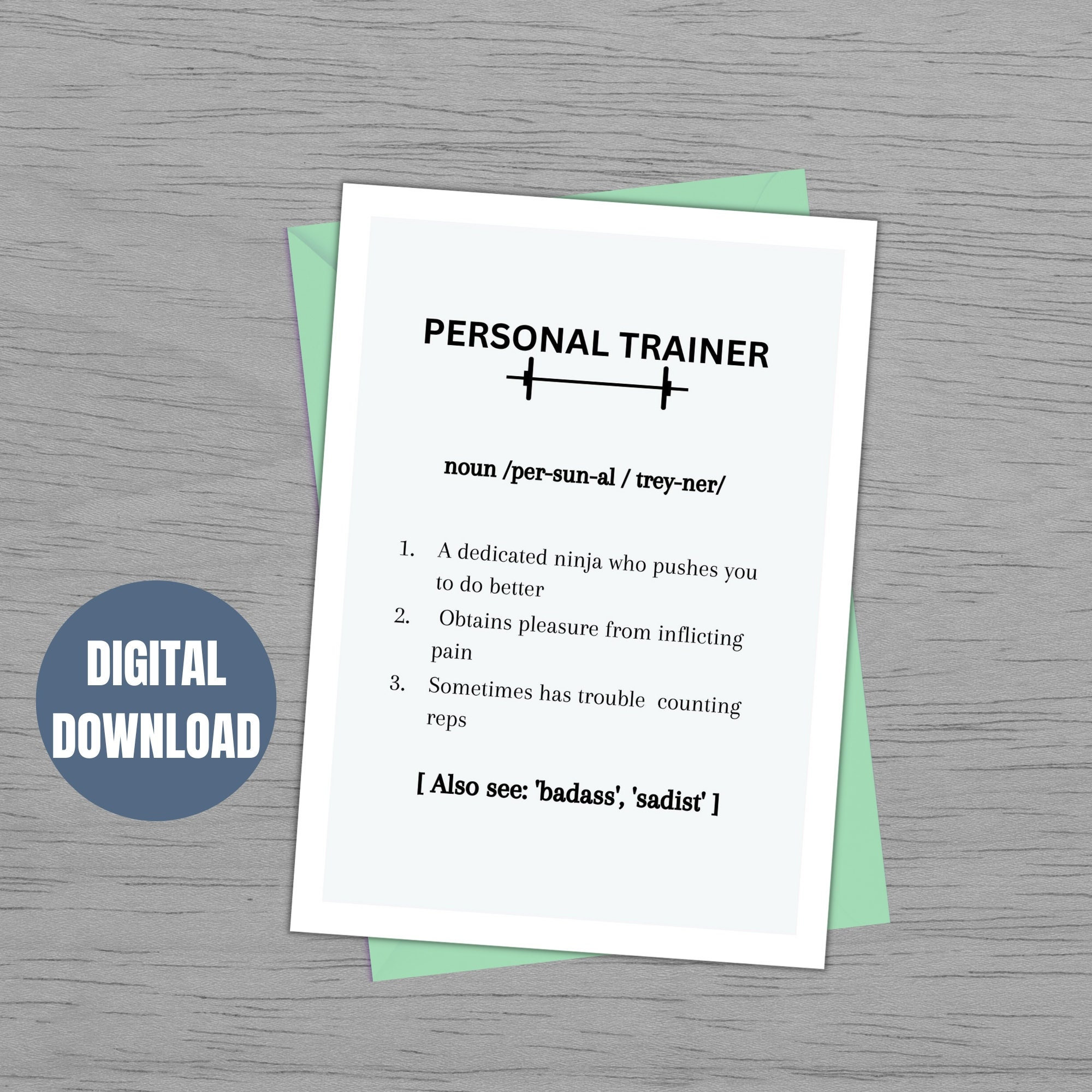Personal Trainer Card| Gym Card for Him Her| Trainer Thank You| PT Card ...