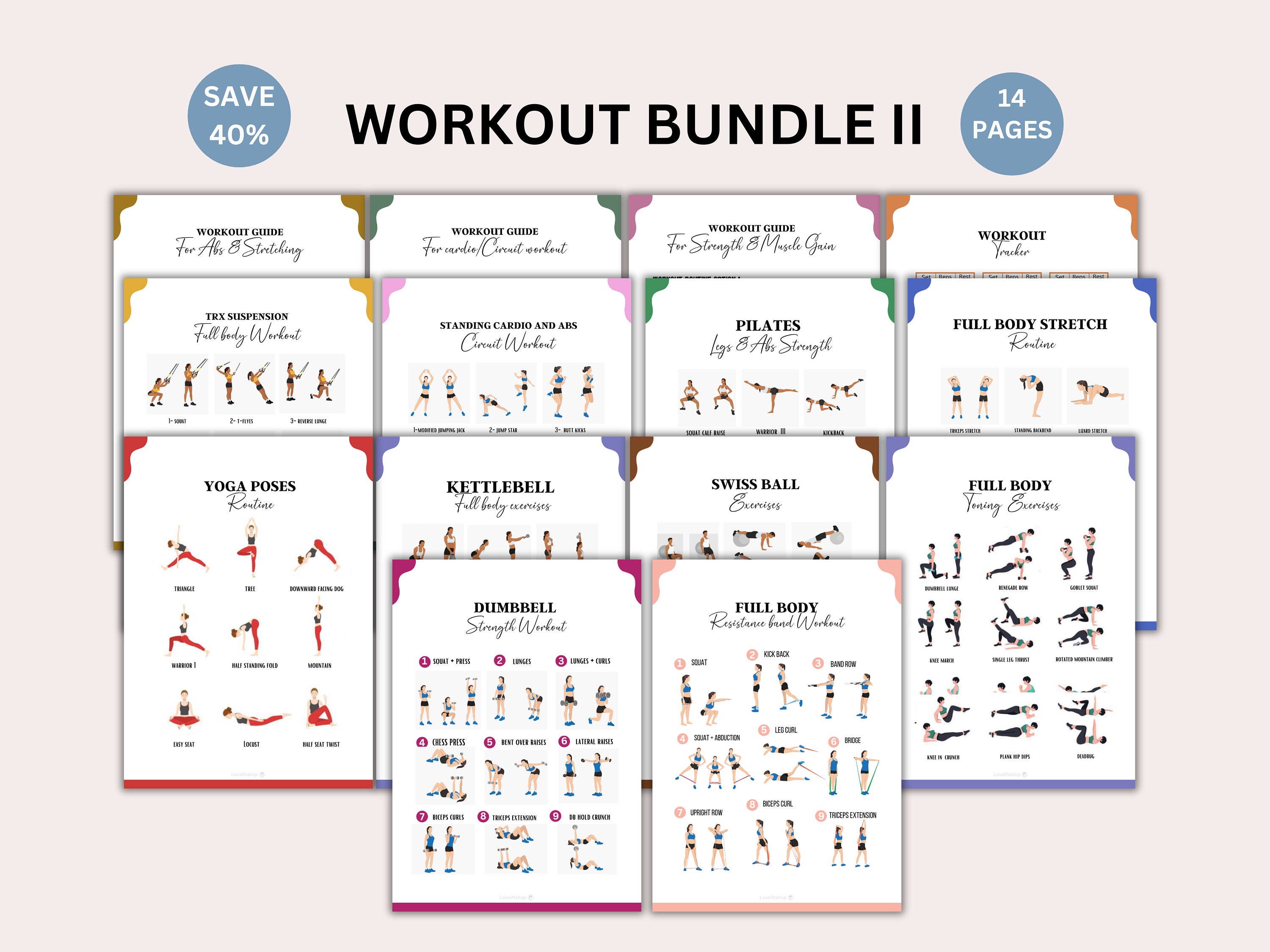Full Body Exercise Workout Bundle, Full Body Workout, Fitness Guide ...