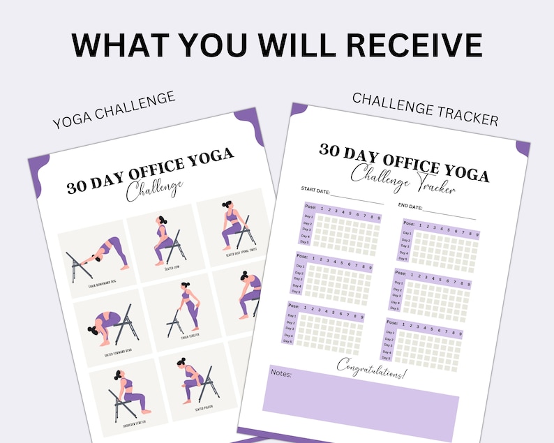 30 Day Yoga Challenge| Printable Yoga Challenge| 30 Day Challenge ...