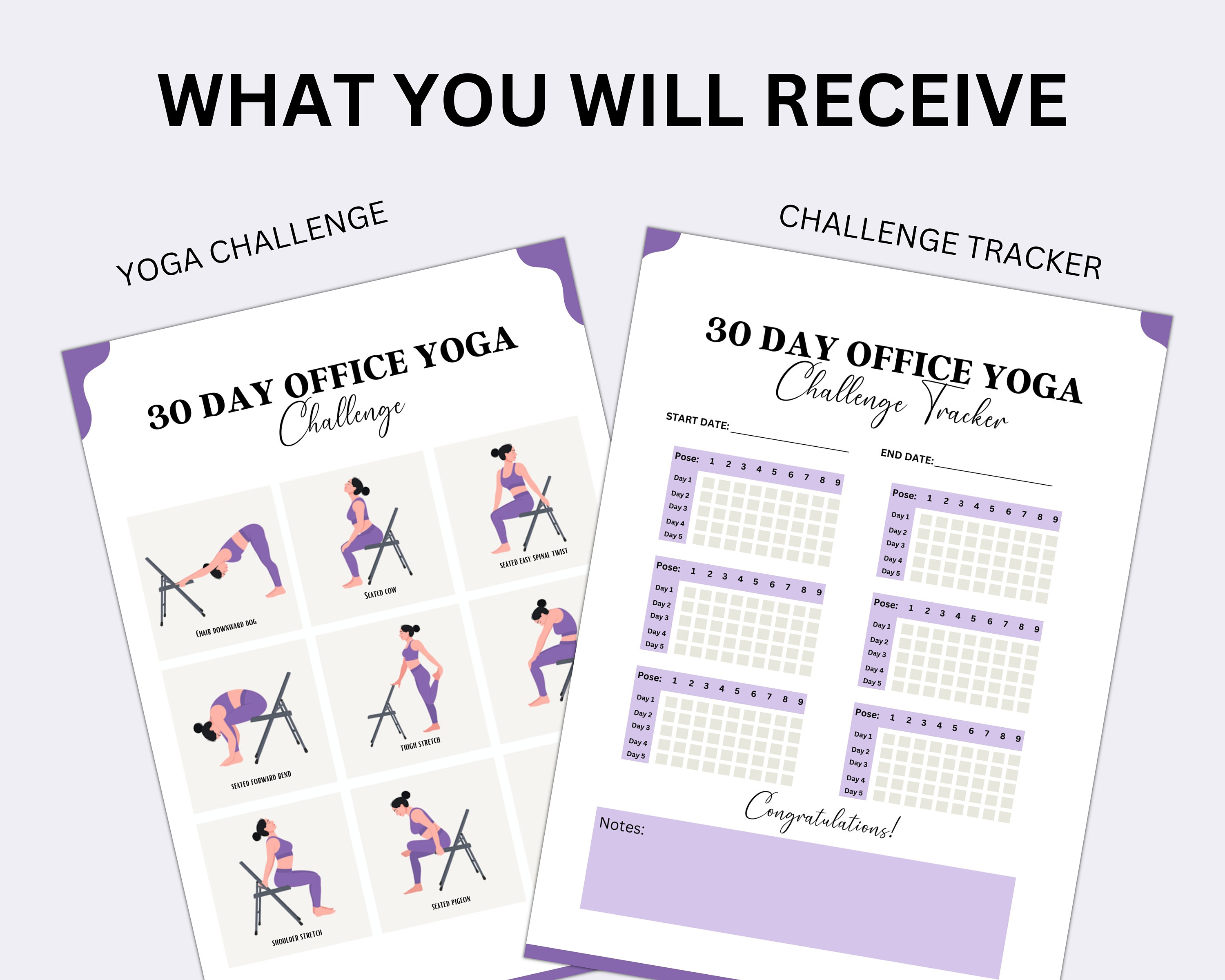 30 Day Yoga Challenge| Printable Yoga Challenge| 30 Day Challenge ...