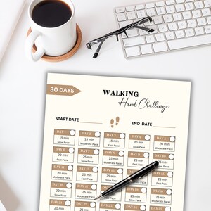 30 Day Walking Challenge, Printable Workout, Digital Walking Planner ...