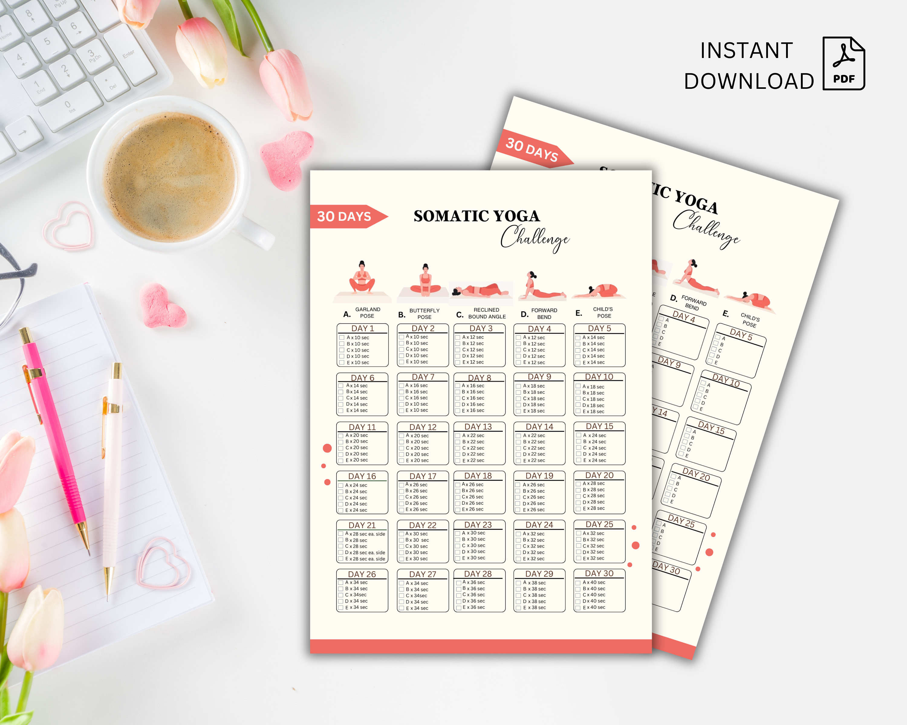 30 Day Somatic Yoga Exercise Challenge, Somatic Healing Coping Skills ...