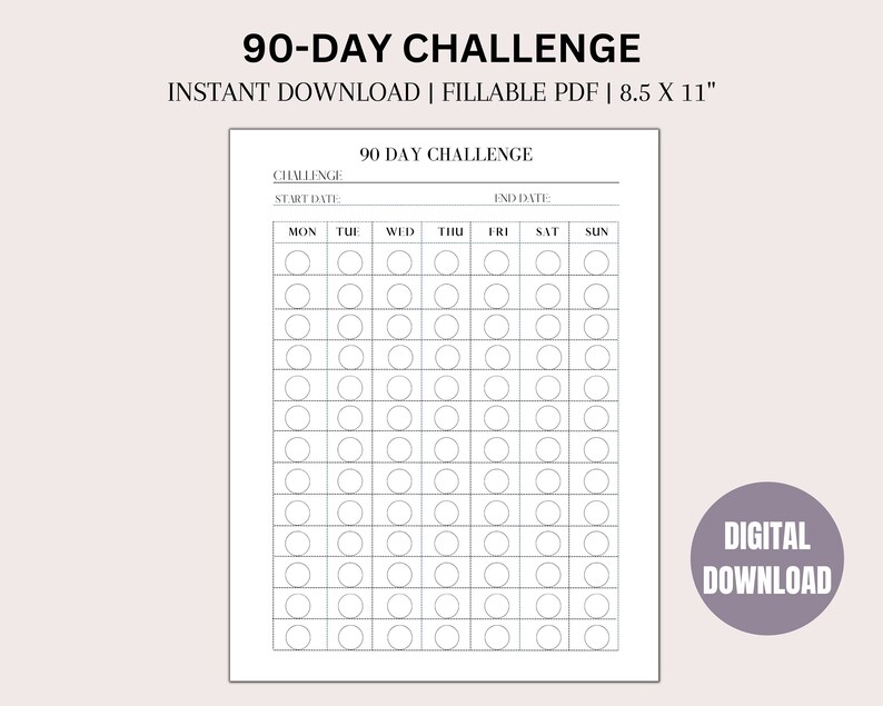 90 Day Challenge Tracker| 90 Days| 2023 Goal Planner| Habit Tracker ...