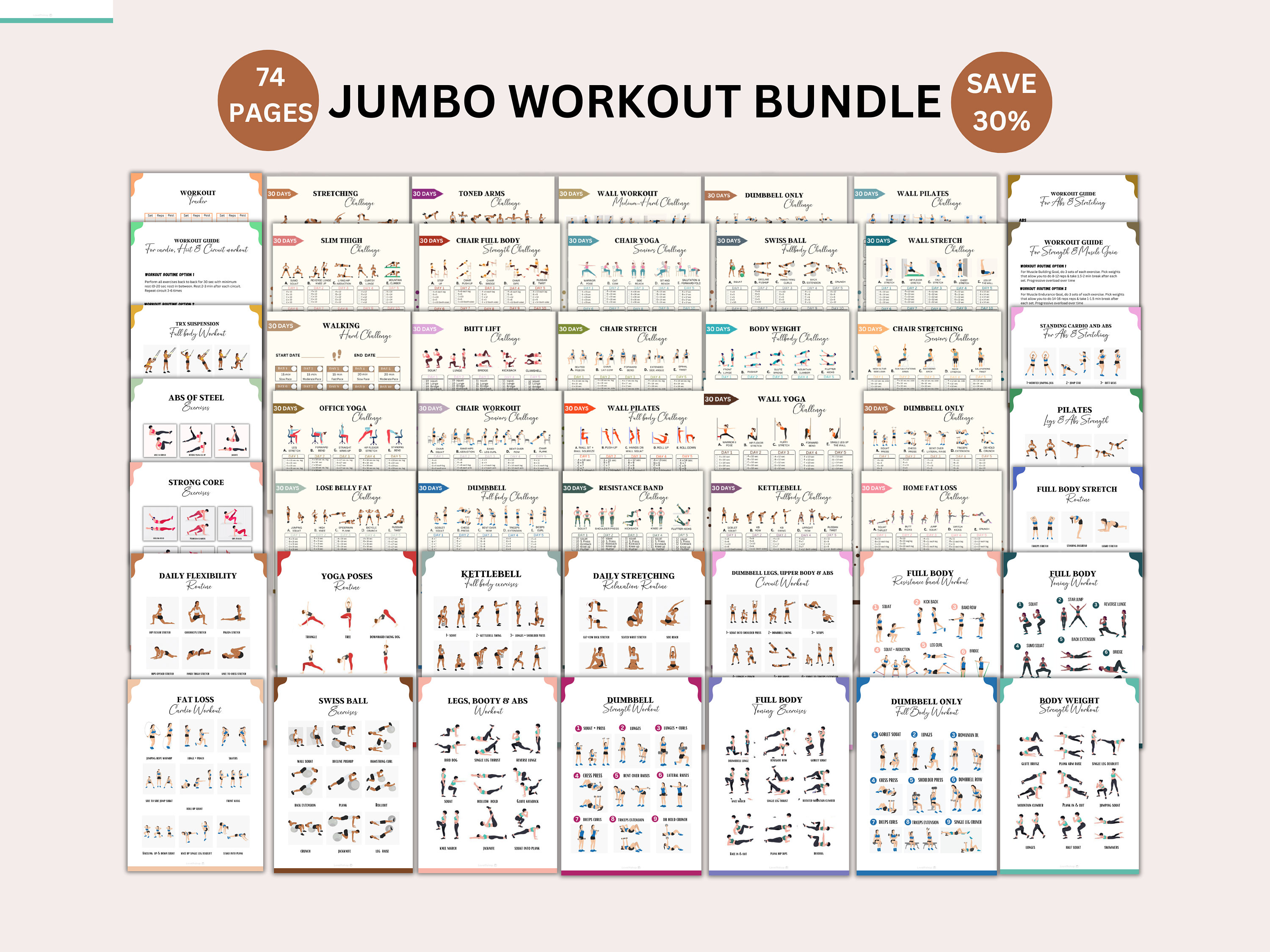 Full Body Exercise Workout Bundle, Full Body Workouts, Fitness Guide ...