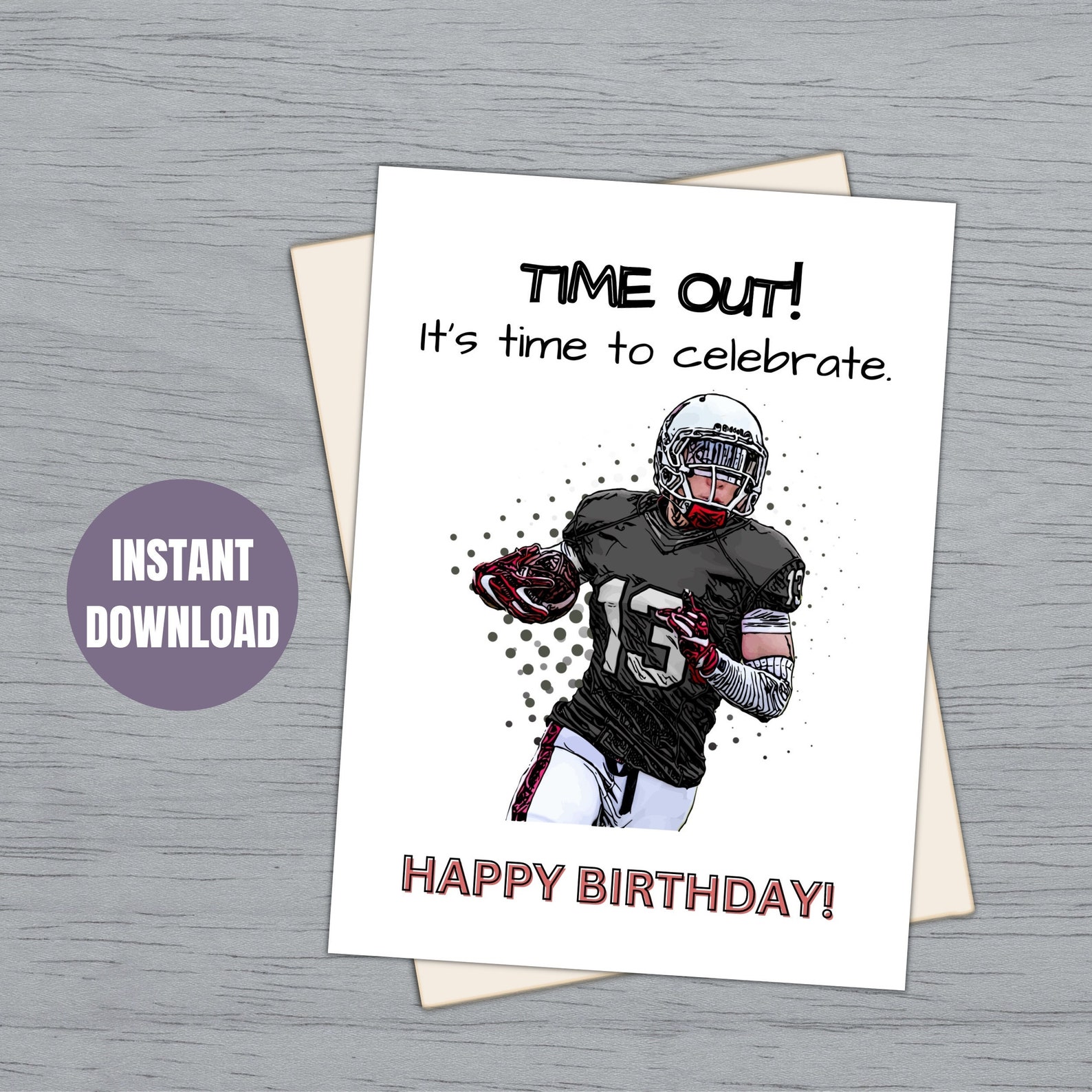 Football Printable Birthday Card|football Lovers Gift| Digital Football ...