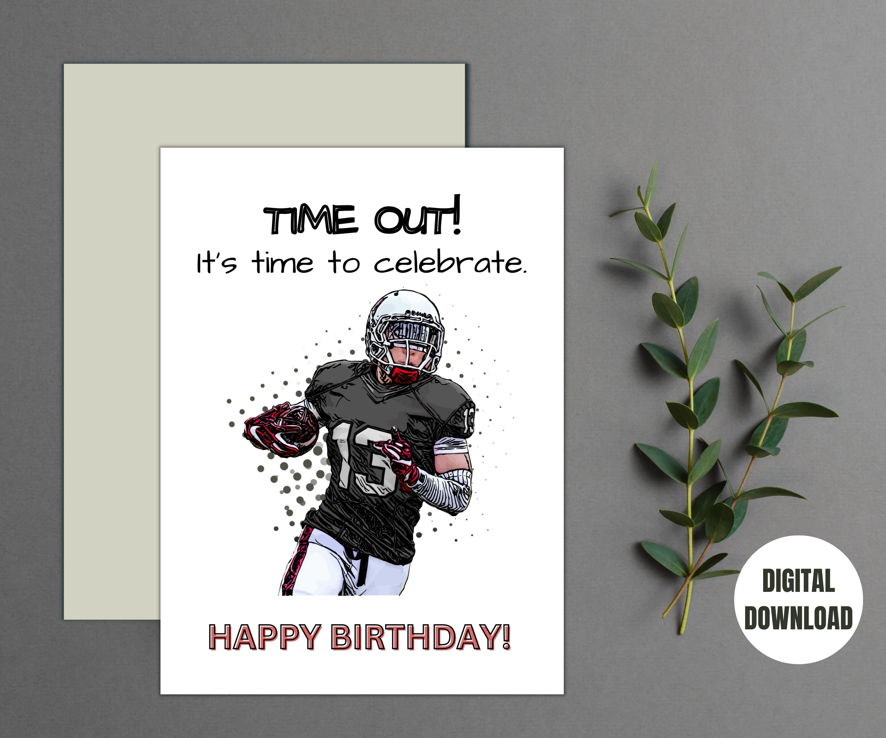 Football Printable Birthday Card|football Lovers Gift| Digital Football ...