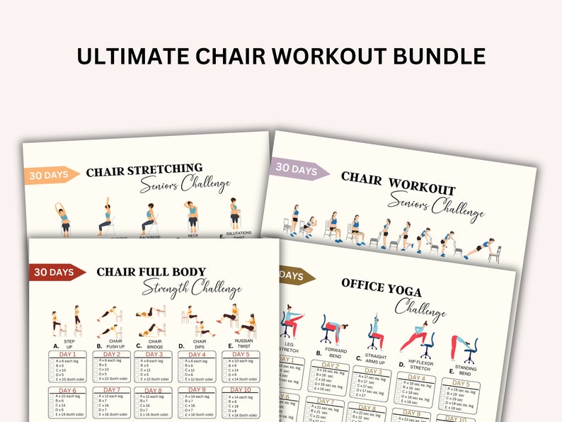 Chair Workout Bundle, Chair Yoga, Chair Exercise, Sitting Workout ...