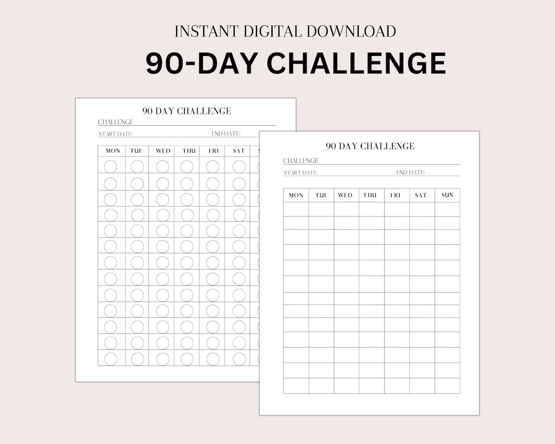 90 Day Challenge Tracker 90 Days 2023 Goal Planner Habit Tracker ...