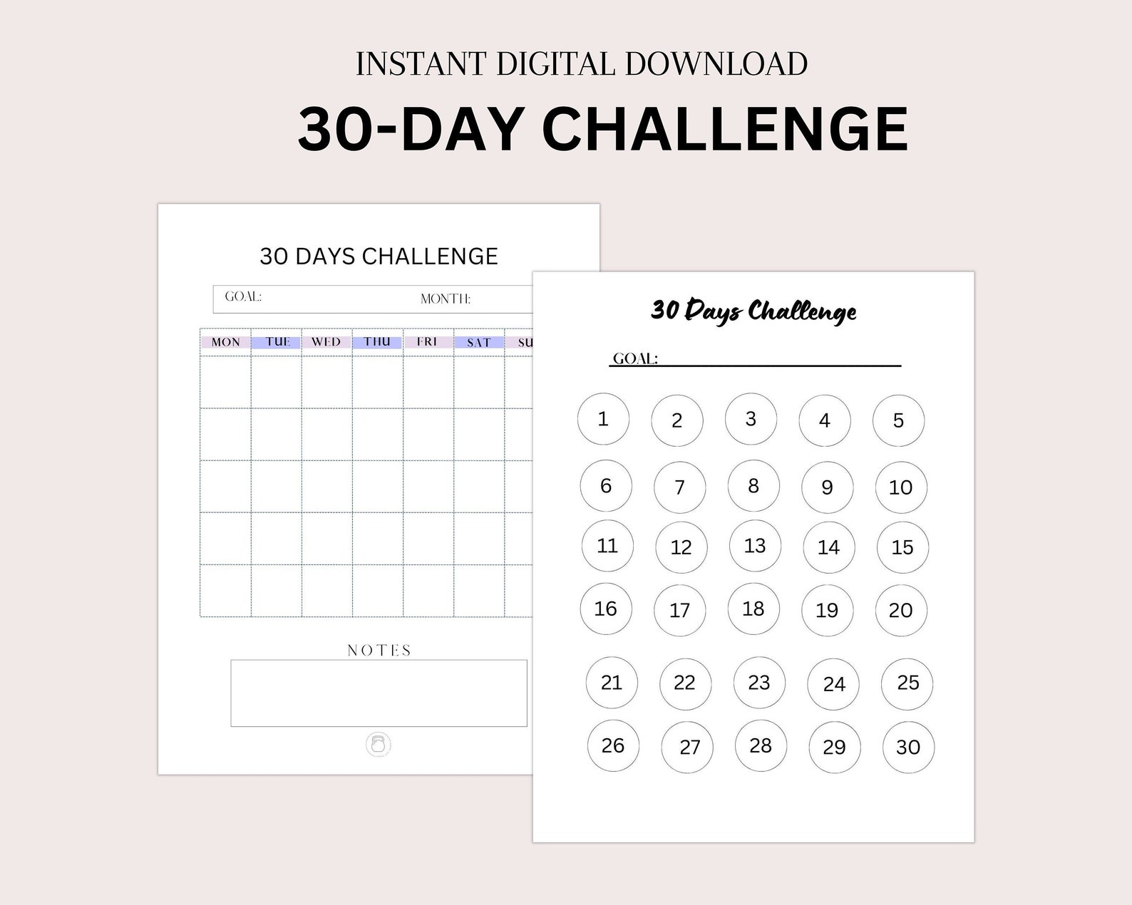 30 Day Challenge Tracker| 30 Day Challenge Printable |30 Day Habit ...