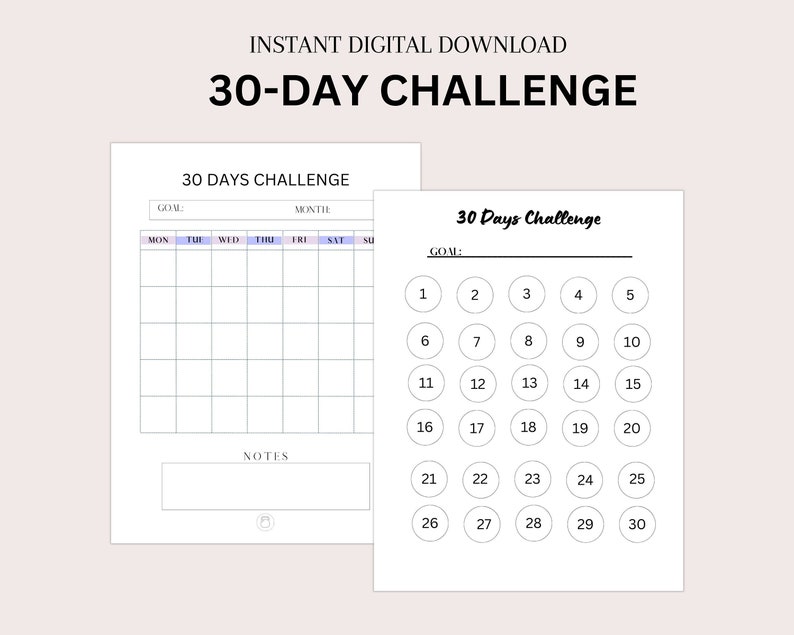 30 Day Challenge Tracker| 30 Day Challenge Printable |30 Day Habit ...