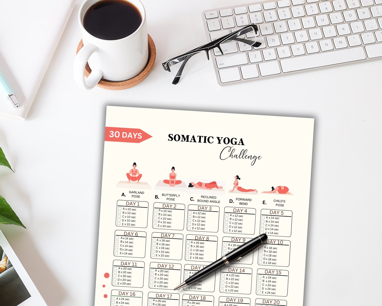 30 Day Somatic Yoga Exercise Challenge, Somatic Healing Coping Skills ...