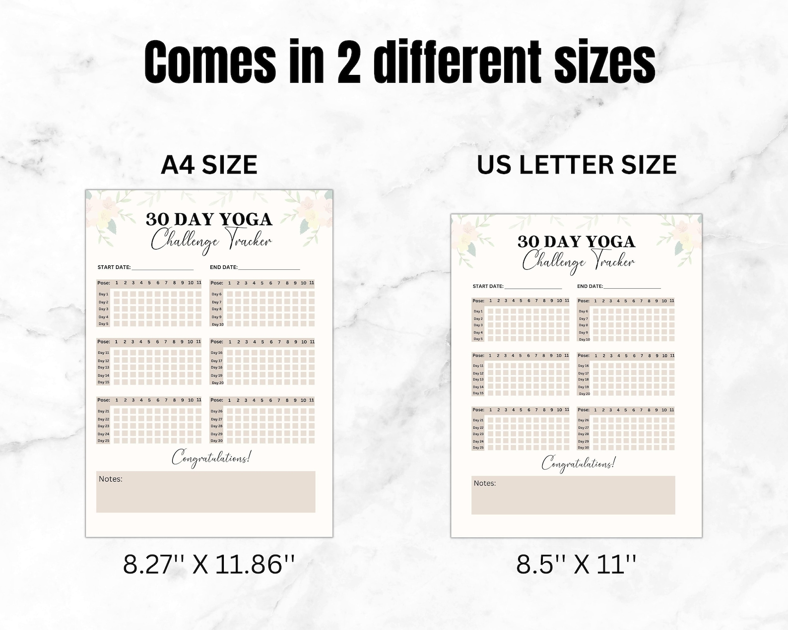 30 Day Yoga Challenge| Yoga Tracker | Printable Yoga Challenge| Home ...