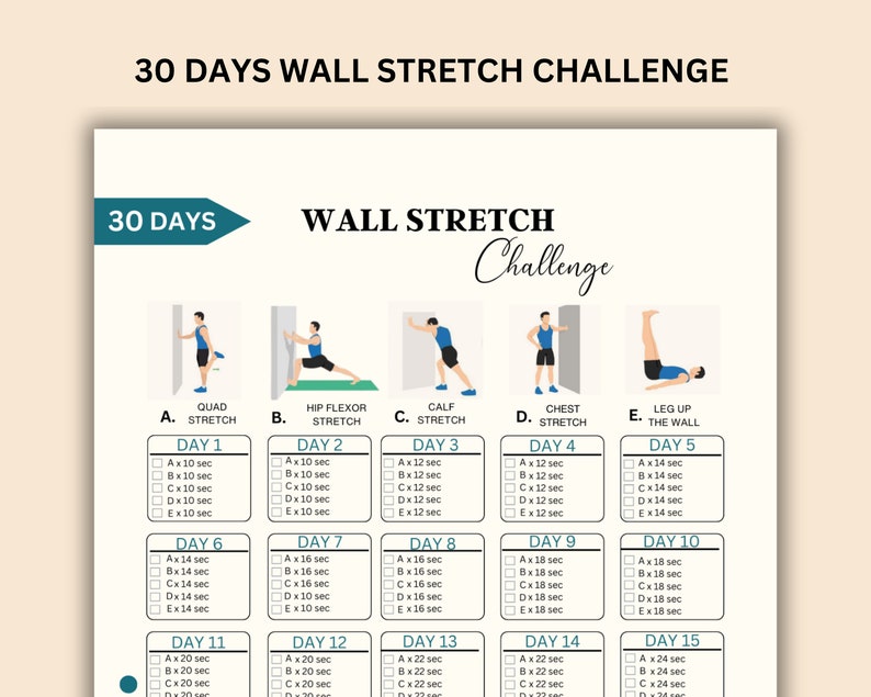 30 Day Wall Stretching Challenge, Wall Stretch, Yoga Wall Exercise ...