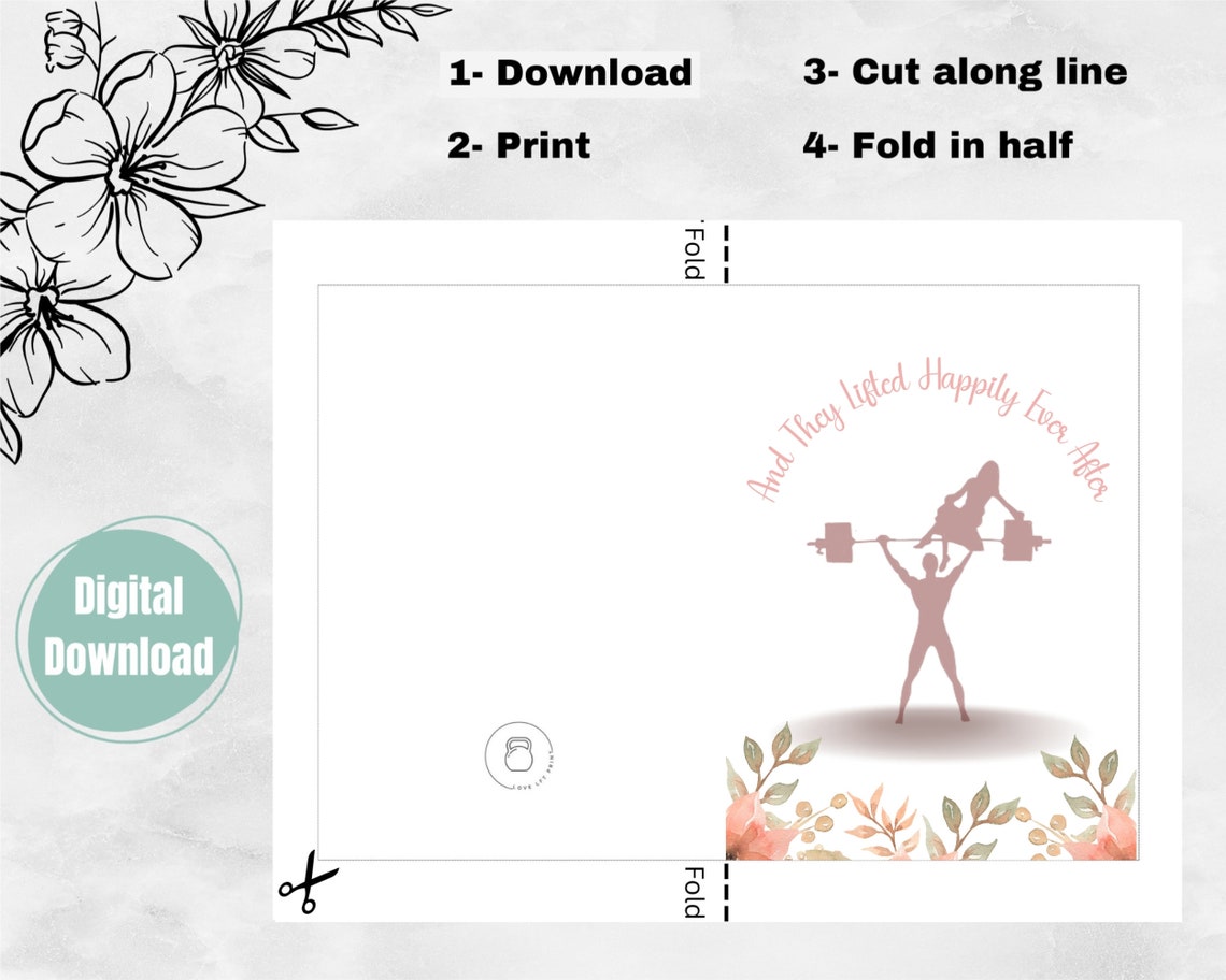 Fitness Engagement Card| Gym Themed Engagement Card| Greeding Card for ...