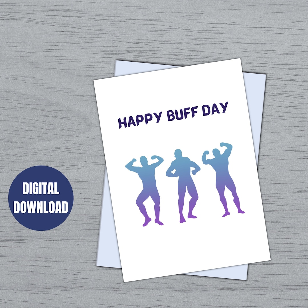 Happy Buff Day Card Bodybuilder Gifts Gym Card for Him Birthday Card ...