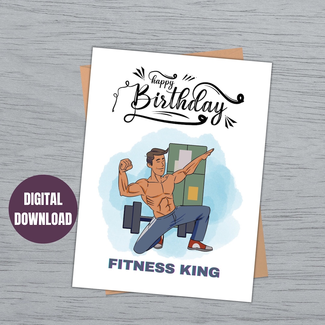 Fitness King Gym Card| Man Gym Gifts| Gym Card for Him | Birthday Card ...