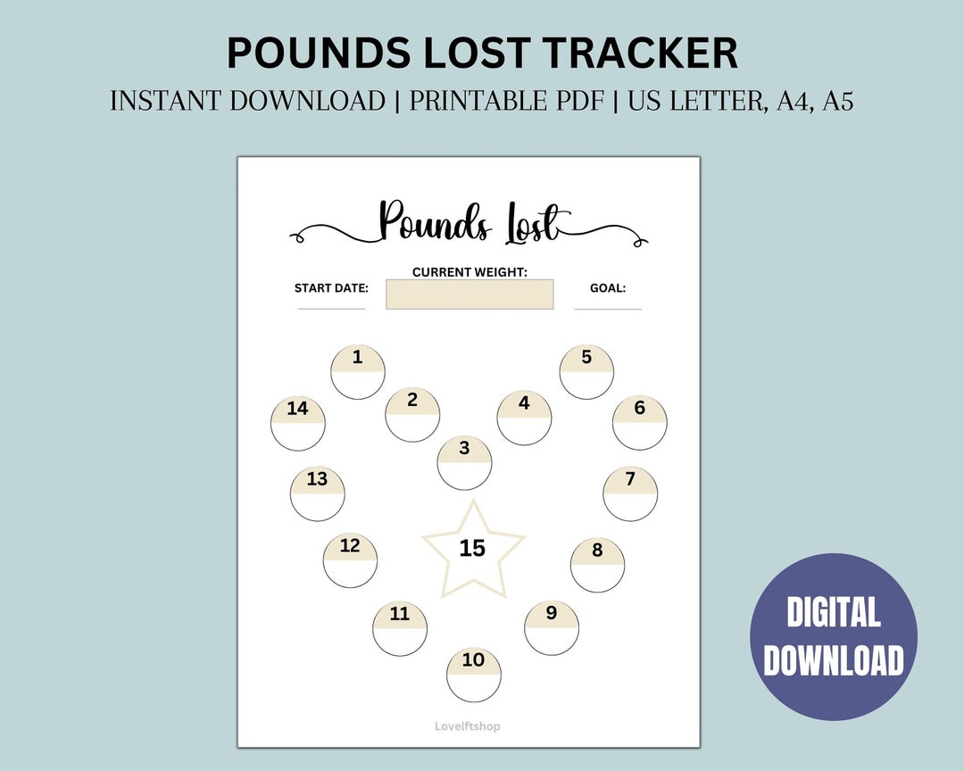 Weight Loss Tracker| 15 Lbs| Printable Weight Loss Tracker |weight Loss ...