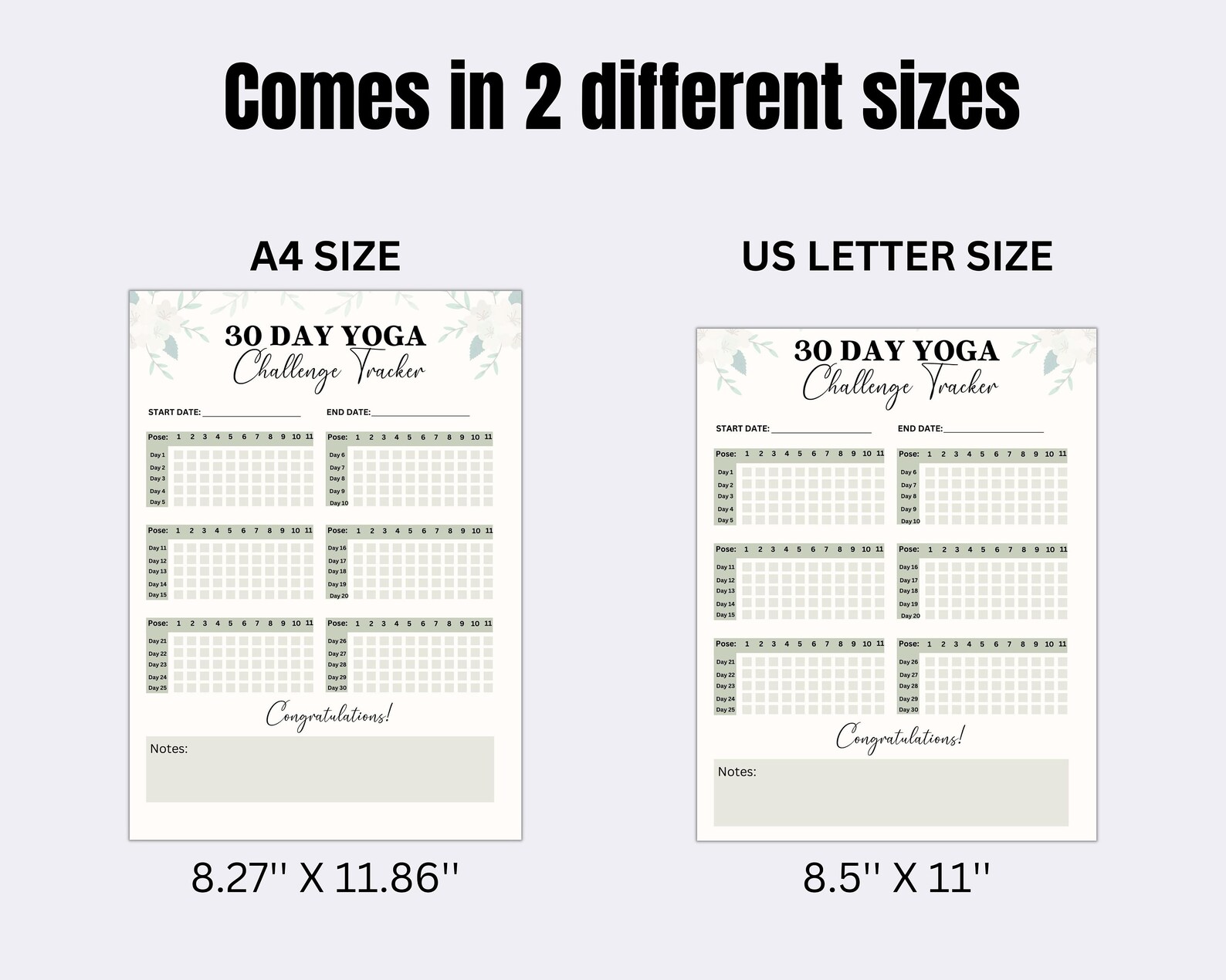 30 Day Yoga Challenge Yoga Tracker Printable Yoga Challenge Home ...