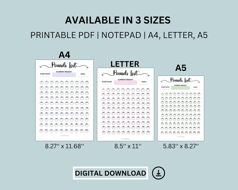 Pound Loss Tracker| Printable Weight Loss Tracker |weight Loss Journal ...