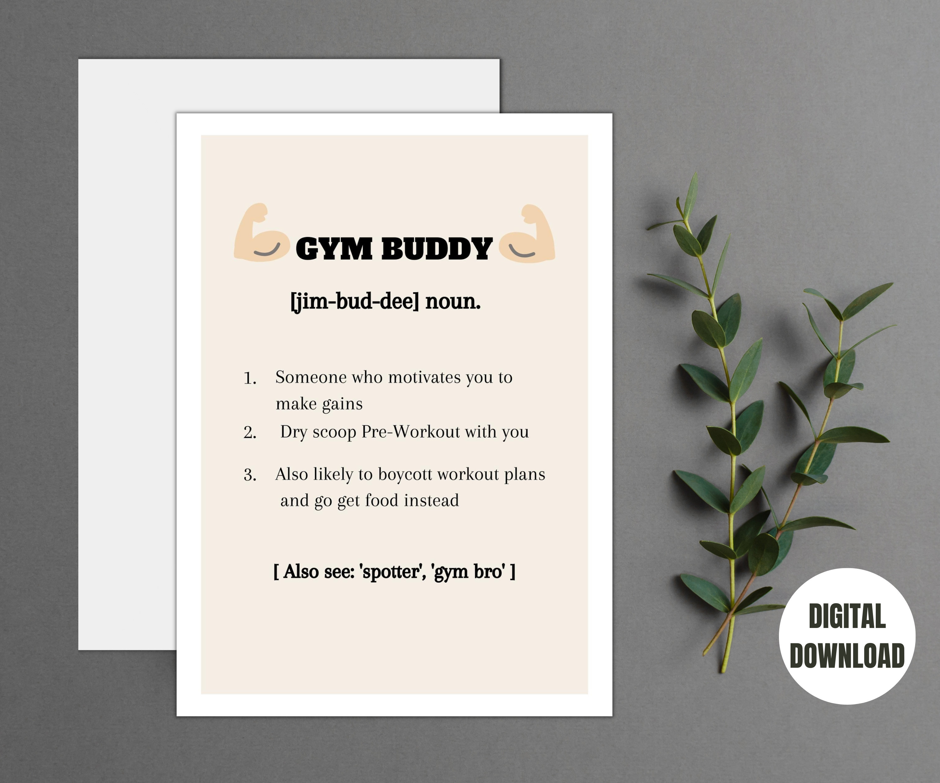 Gym Buddy Card| Man Gym Gifts | Gym Card for Him | Birthday Card ...