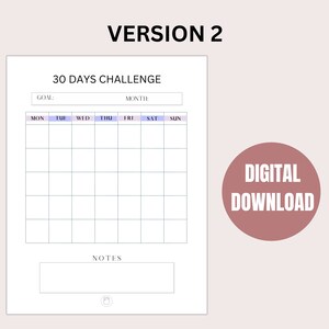 30 Day Challenge Tracker| 30 Day Challenge Printable |30 Day Habit ...
