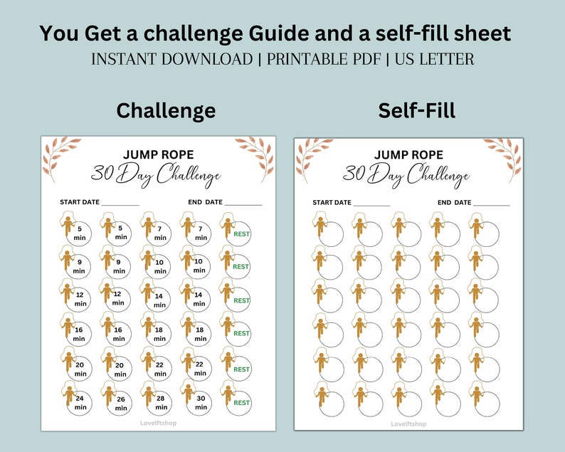 30 Day Jump Rope Challenge | 30 Day Challenge Printable | Jump Rope ...