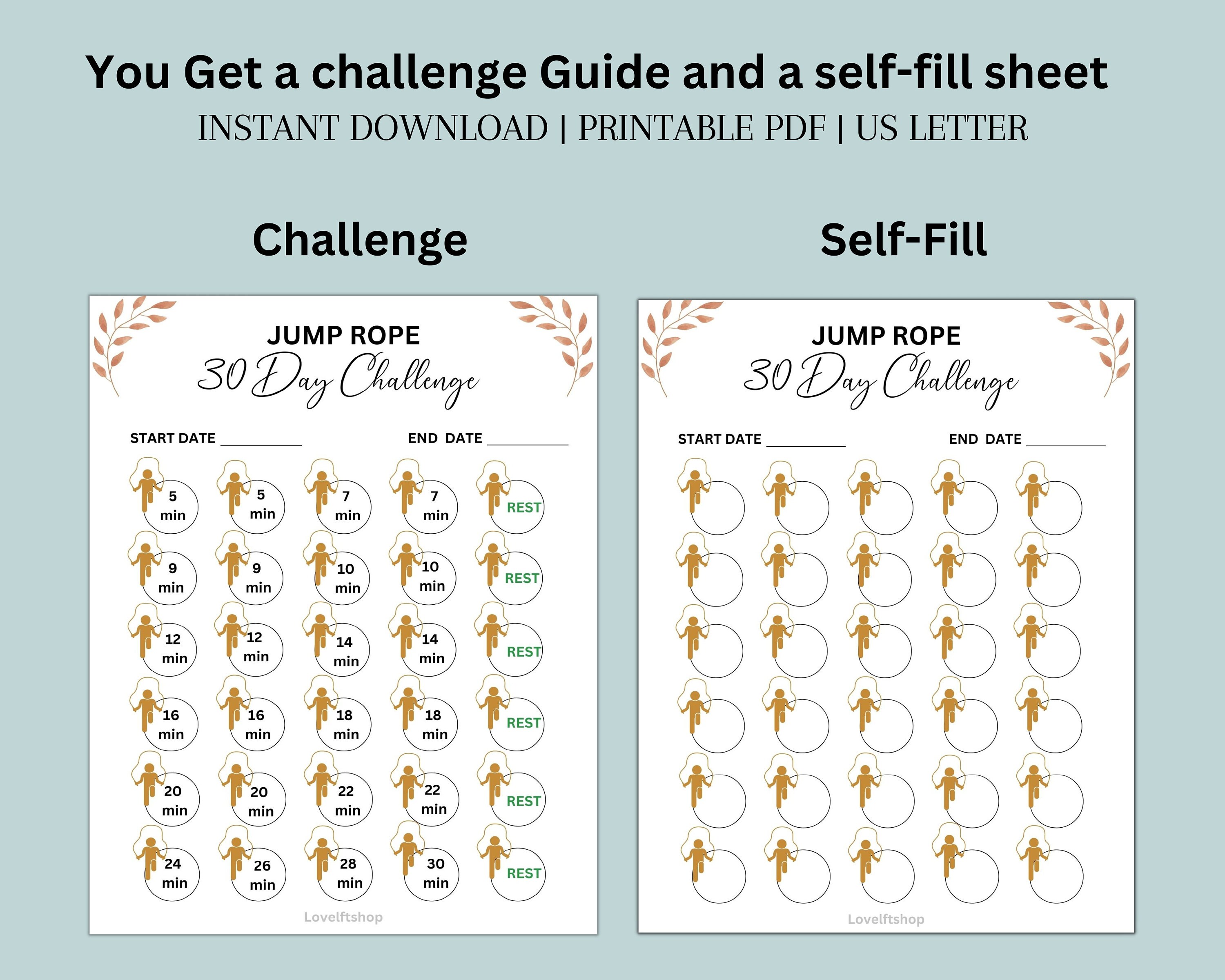 30 Day Jump Rope Challenge | 30 Day Challenge Printable | Jump Rope ...