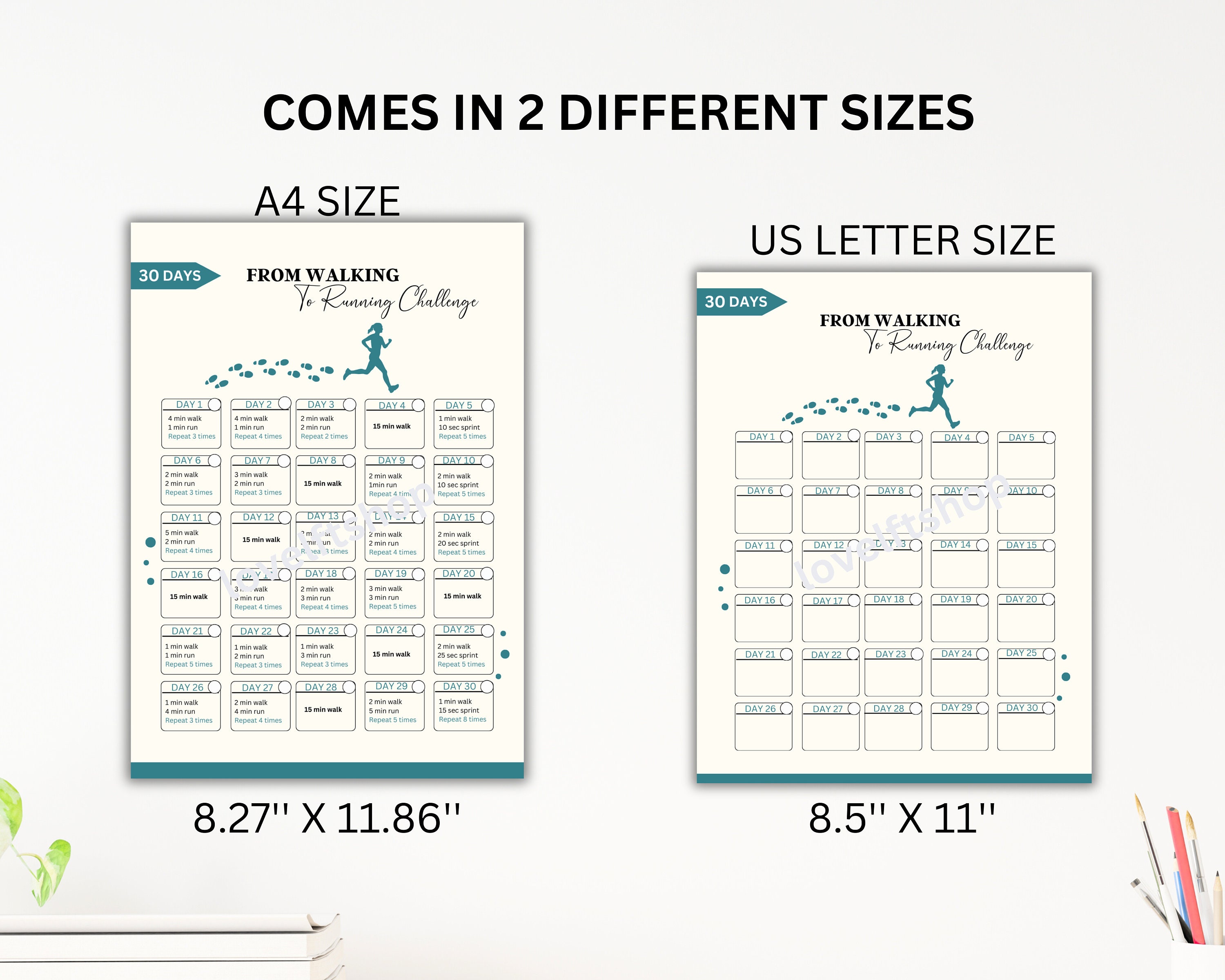 30 Day Waking to Running Challenge, Printable Walking Guide, Running ...