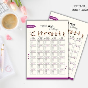 30 Day Sleek Arm Challenge, Toned Arms Exercise Guide, Home Workout ...