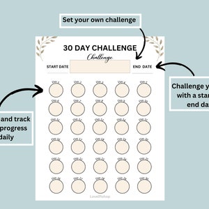 30 Day Challenge Tracker | 30 Day Challenge Printable |30 Day Habit ...