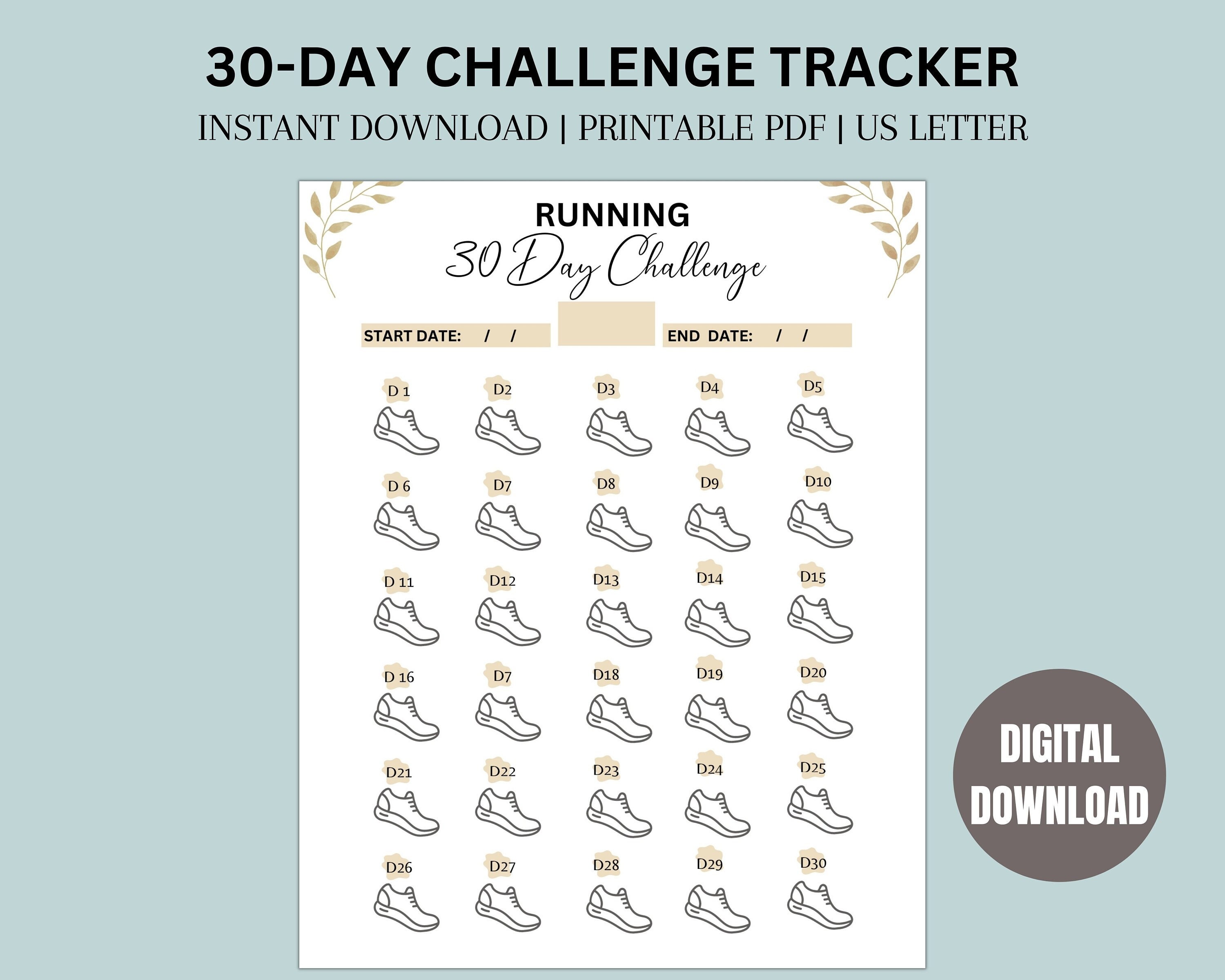 30 Day Running Challenge 30 Day Challenge Printable 30 Day Habit ...