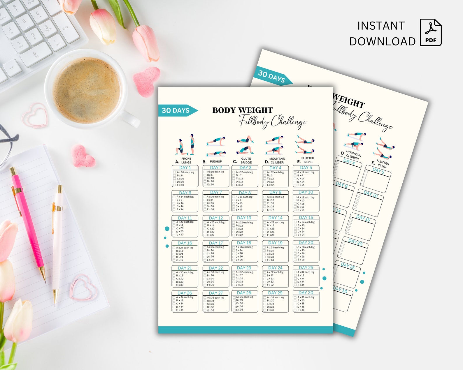 30 Day Male Home Body Weight Challenge, Home Workout Exercises for Men ...