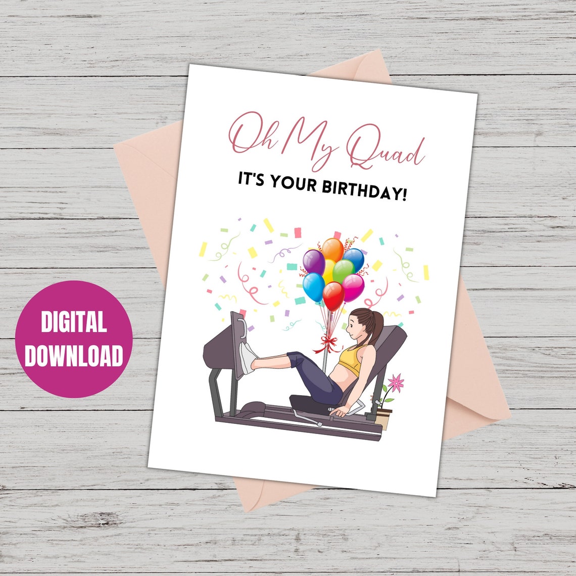Oh My Quad Gym Card| Gym Buddy Gifts| Gym Card for Her | Birthday Card ...