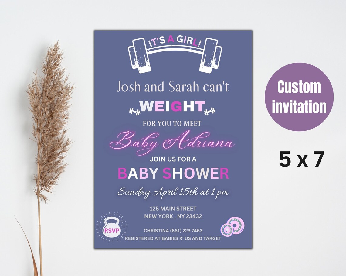 Fitness Baby Shower Invitation Crossfit Baby Shower Invite Gym Themed ...