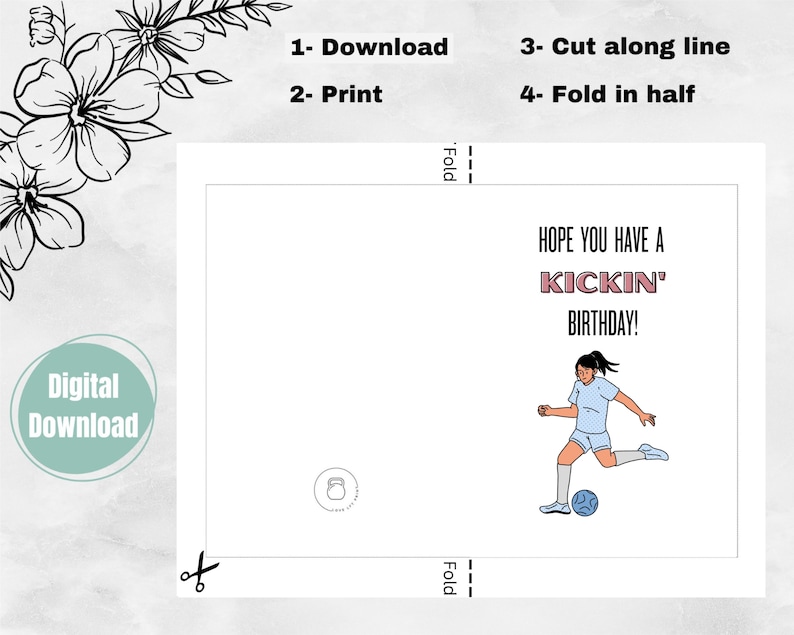 Printable Soccer Birthday Card | Digital Soccer Themed Digital Card ...