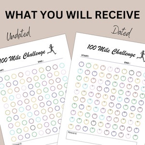 100 Miles Challenge| 100 Day Running| Challenge Tracker| Planner| Habit ...