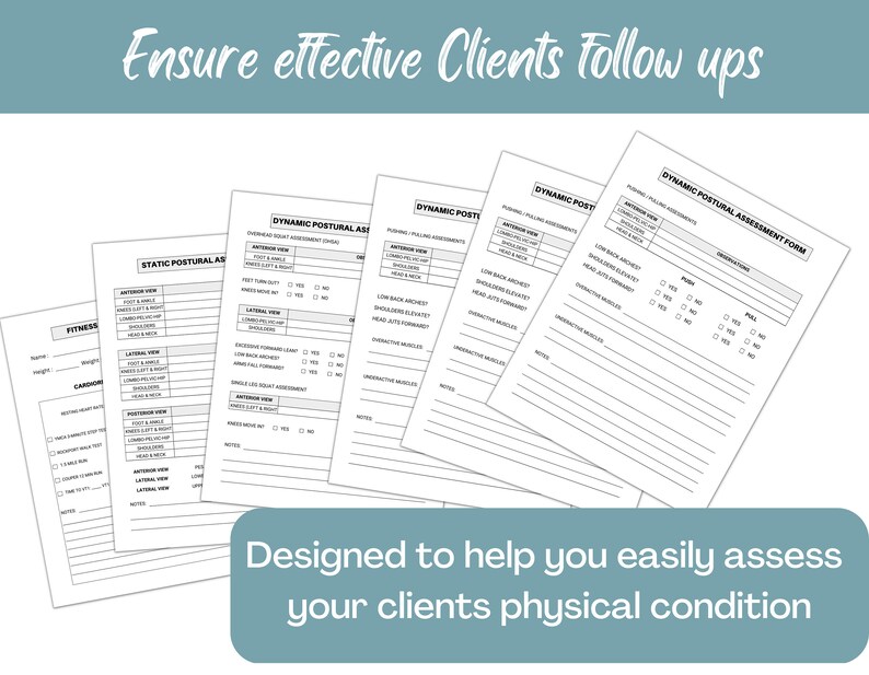Fitness Coaching Assessment Forms| New Client Intake Form| Personal ...