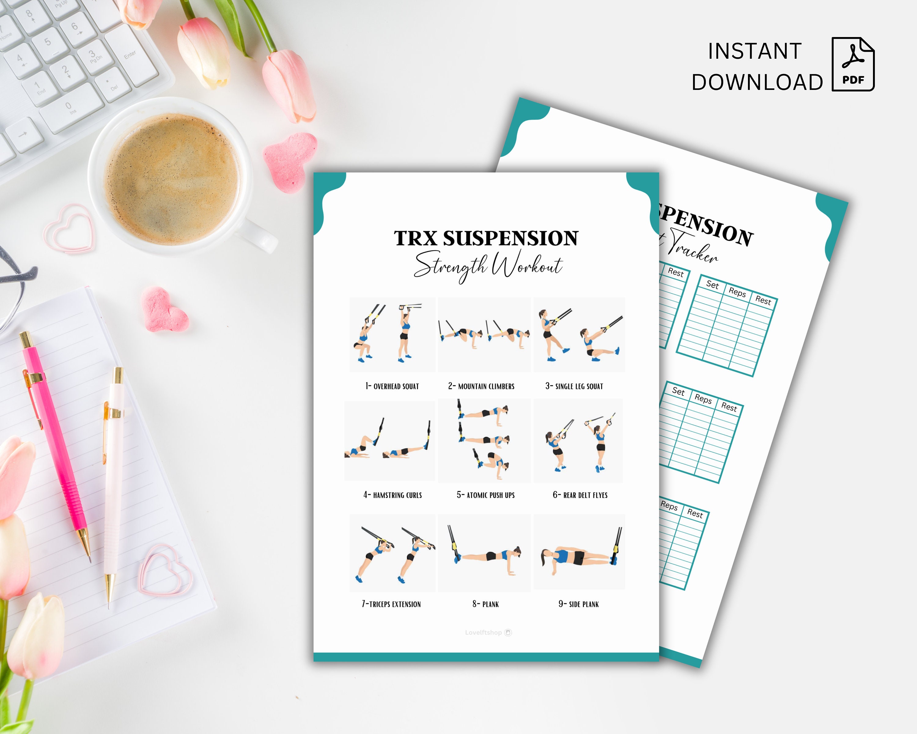 TRX Suspension Exercise Guide, Trx Workout, TRX Fitness Challenge, Flat ...