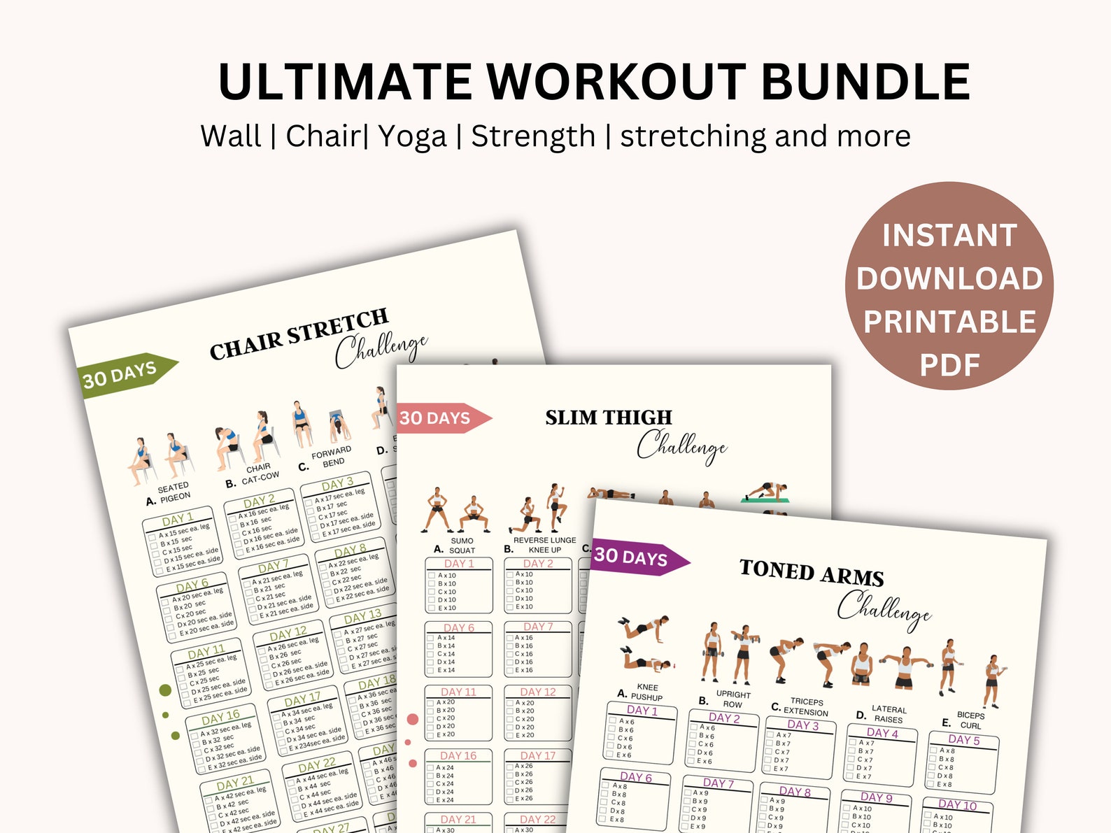 Full Body Exercise Workout Bundle, Full Body Workout, Fitness Guide ...