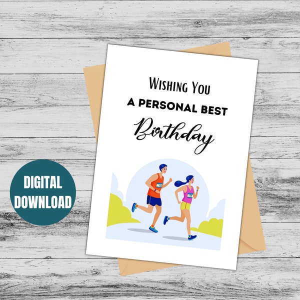 Printable Runner Birthday Card - Etsy