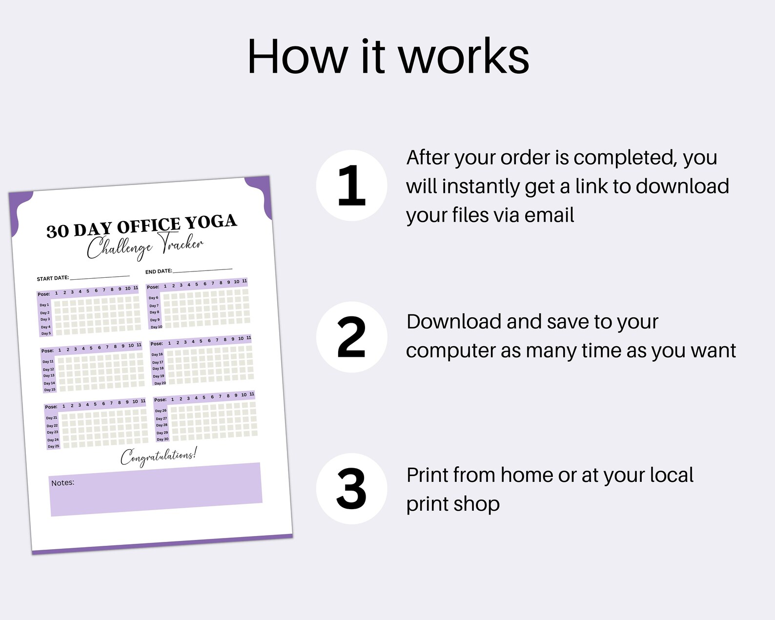 30 Day Yoga Challenge Printable Yoga Challenge 30 Day Challenge Tracker ...