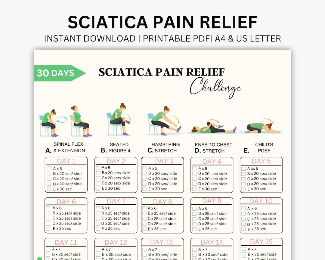 30-day Sciatica Pain Relief Challenge, Stretching & Mobility Exercises ...