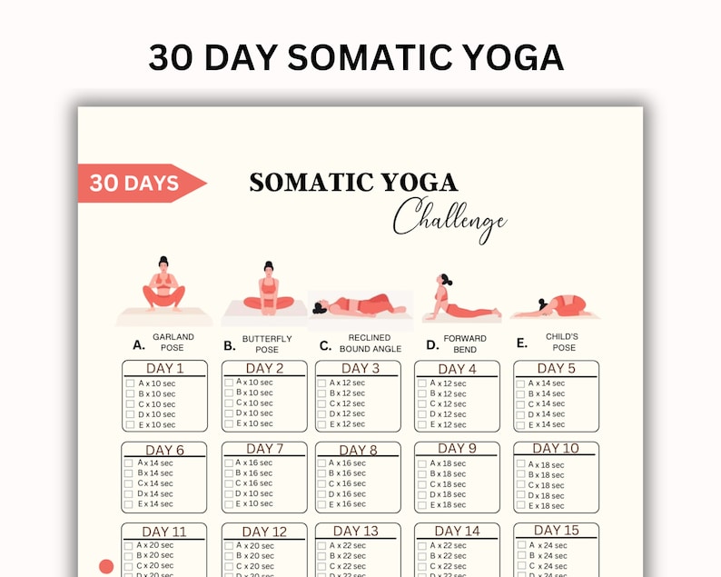 30 Day Somatic Yoga Exercise Challenge, Somatic Healing Coping Skills ...