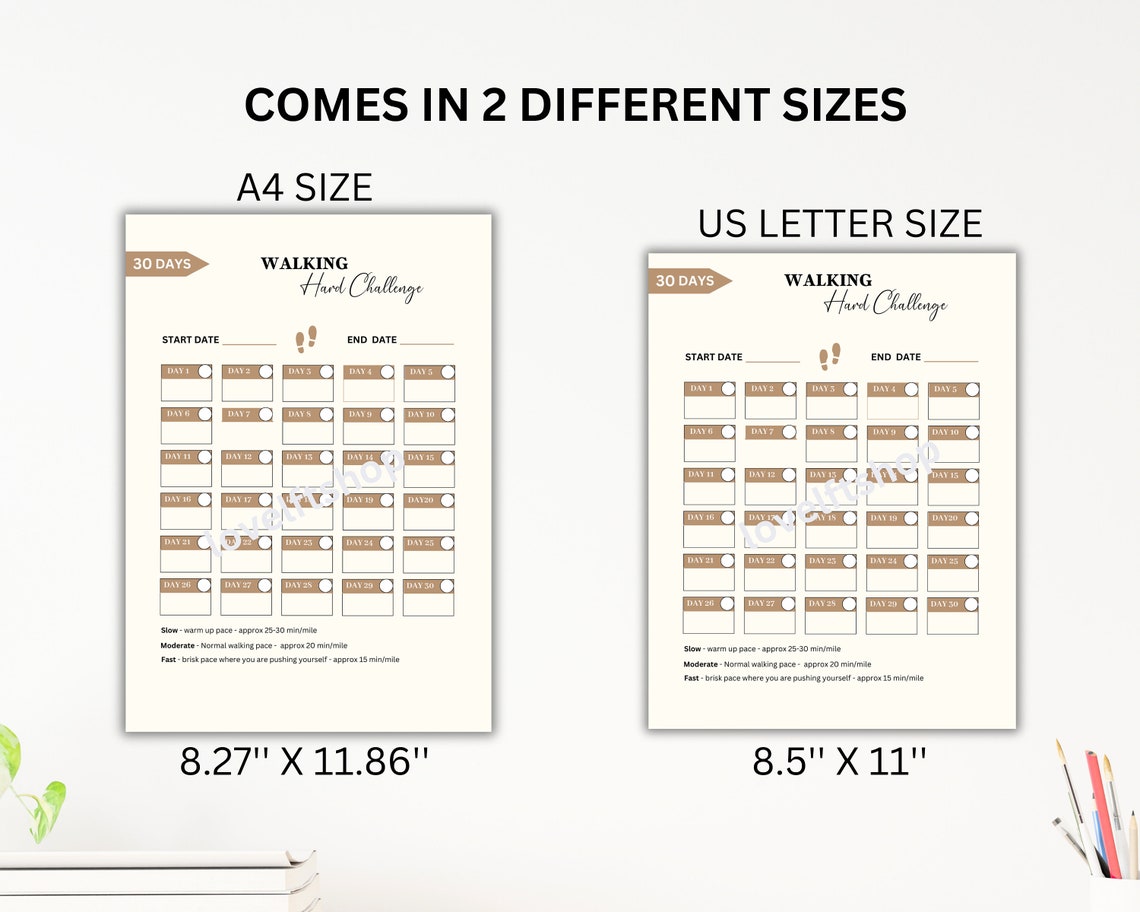 30 Day Walking Challenge, Printable Workout, Digital Walking Planner ...