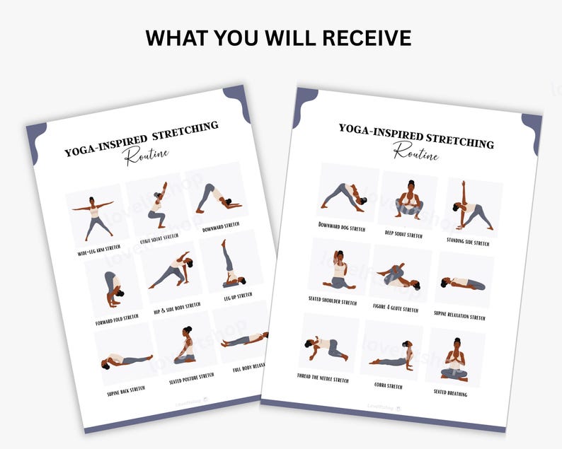 Stretching & Mobility Workout Printable Poster, at Home Yoga ...