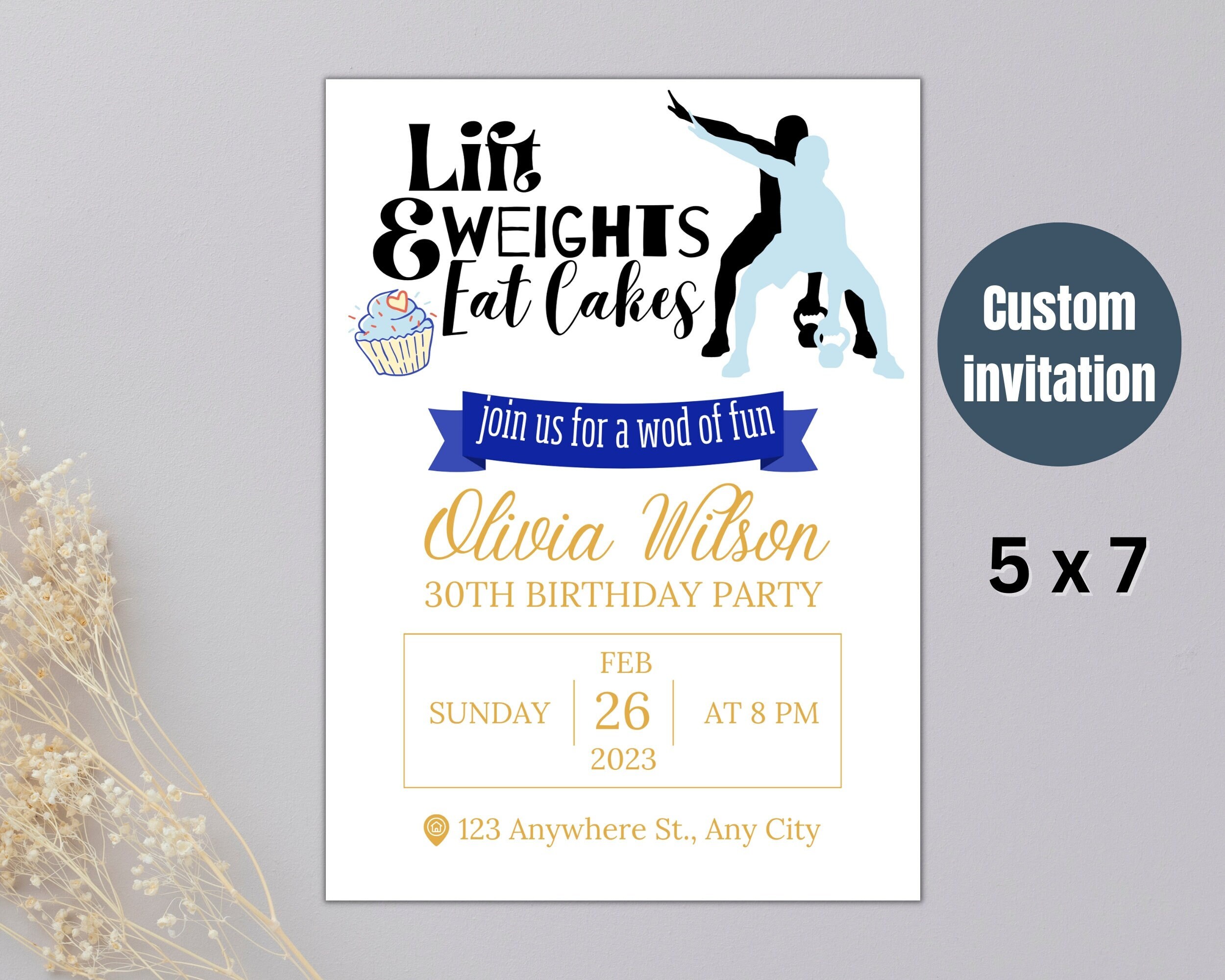 Customized Gym Party Invitation Fitness Birthday Party - Etsy