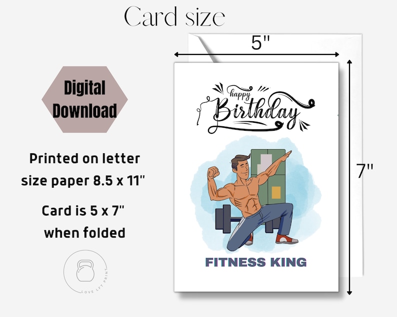 Fitness King Gym Card| Man Gym Gifts| Gym Card for Him | Birthday Card ...
